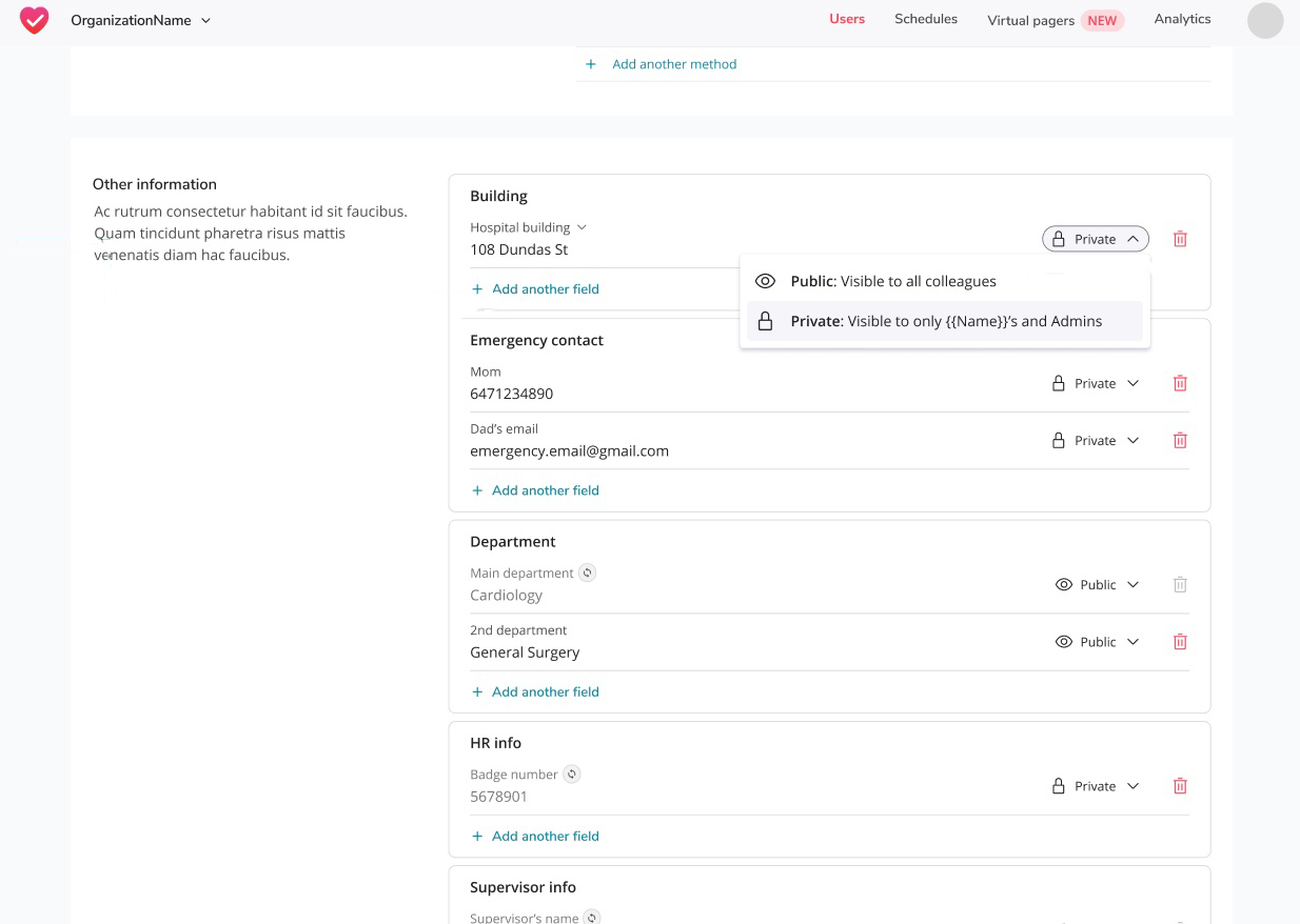 How to edit the "Other information" for a user? – Hypercare (EN)