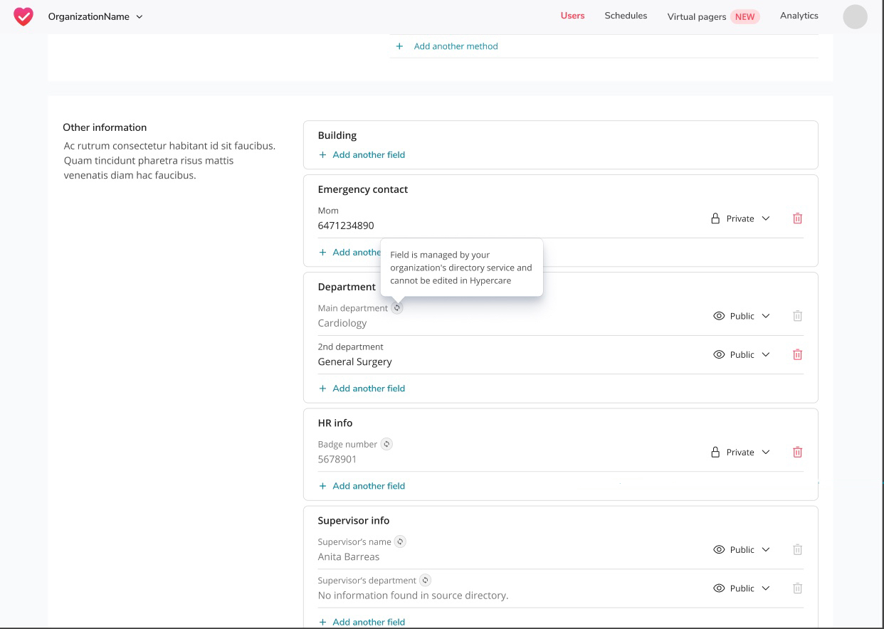 How to edit the "Other information" for a user? – Hypercare (EN)